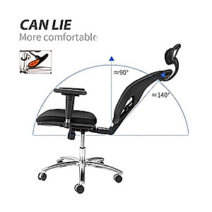 CangLong Adjustable Office Chair with Lumbar Support and Rollerblade Wheels High Back with Breathable Mesh - Adjustable Headrest, Black