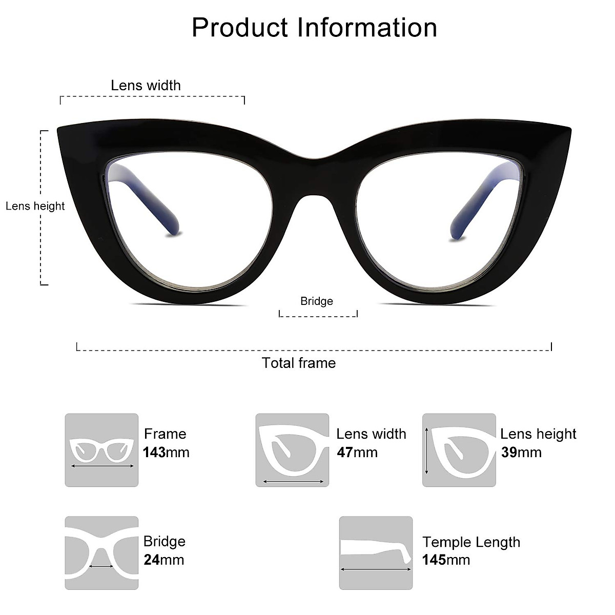 SOJOS Blue Light Blocking Glasses Retro Vintage Cateye Eyeglasses for Women Plastic Frame Hipster Party SJ5025 with Black Frame/Anti-Blue light Lens