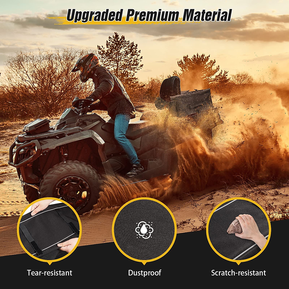 Morjor ATV Storage Bags with Extra Waterproof Cover & Upgraded Zippers, ATV Bag with Back Seat for Passenger