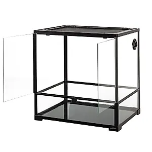 REPTIZOO 45 Gallon Glass Reptile Terrarium 24" x 18" x 24" Knock-Down Reptile Tank with Double Hinge Door and Top Screen Ventilation Easy Assembly Terrarium