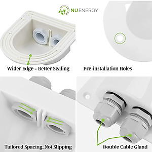 NuEnergy The Original Solar Double Cable Gland Waterproof Box Solar Panel Mounting Kit 2-6mm RV Solar Accessories Entry Cable Glands For Camper, Roof, Van, Boat, Vehicle, Campervan, House Solar System