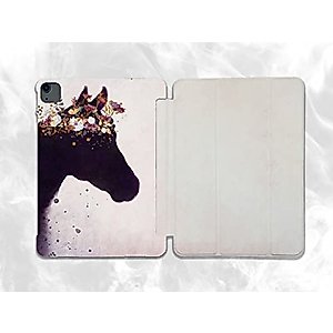 Kawaii Flower Horse Animal case Compatible with iPad Mini Air Pro 7.9 8.3 9.7 10.2 10.9 11 12.9 inch Pattern Cover New 2022 2021 Trifold Stand 3 4 5 6 7 8 9 Generation 360 (9.7" 5/6 gen)