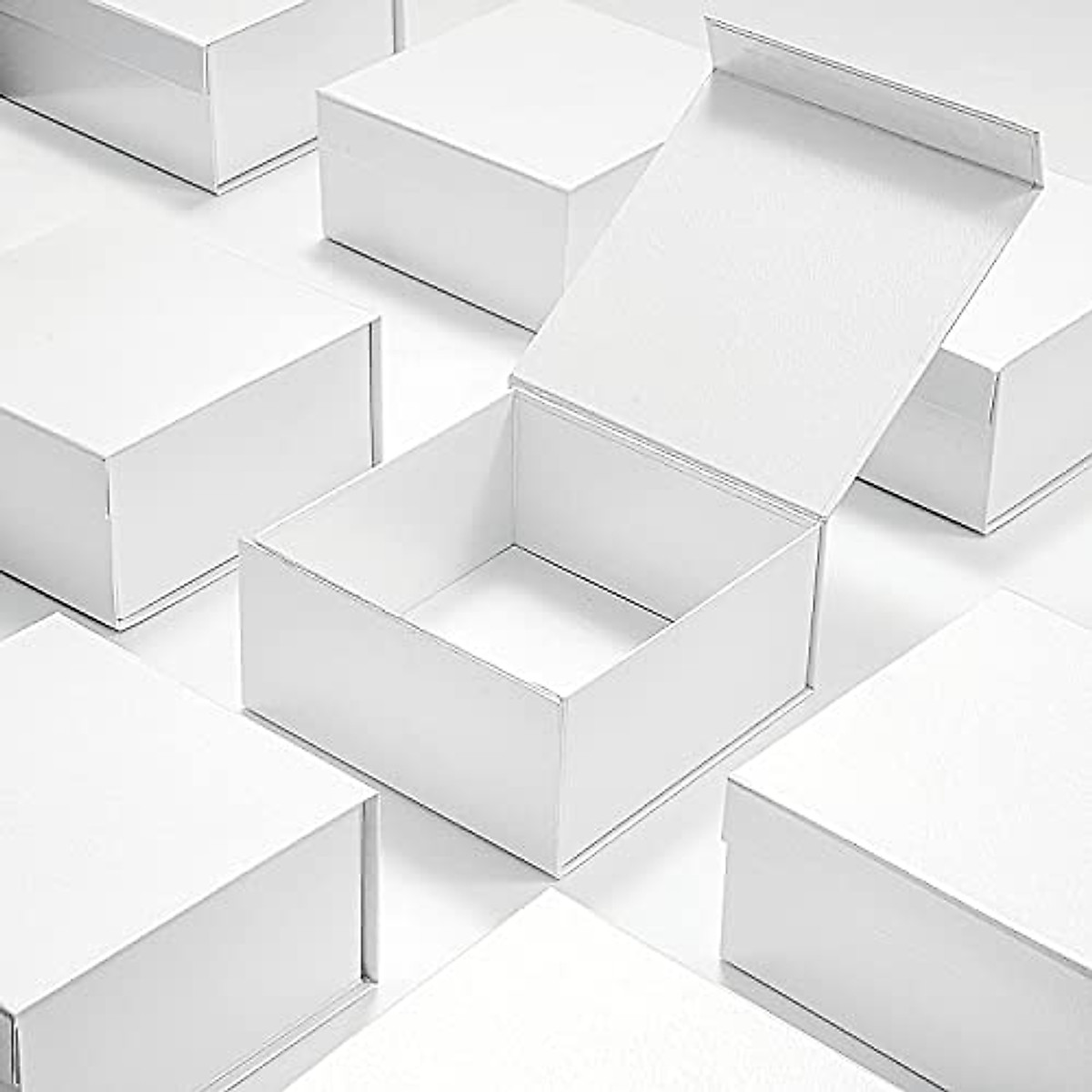 MESHA 8X8X4 Magnetic Gift Box,1PC Gift Box Magnetic Closure,White Gift Boxes with Lids for Keepsakes Jewelry Photography Coffee Mugs Home Ogranization