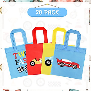 20Pcs Race Car Two Fast Party Favor Bags, Race Car Party Gifts Bags Racing Birthday Party Decorations for Kids Boys Men Racing Theme 2nd Birthday Party Race Car Party Supplies