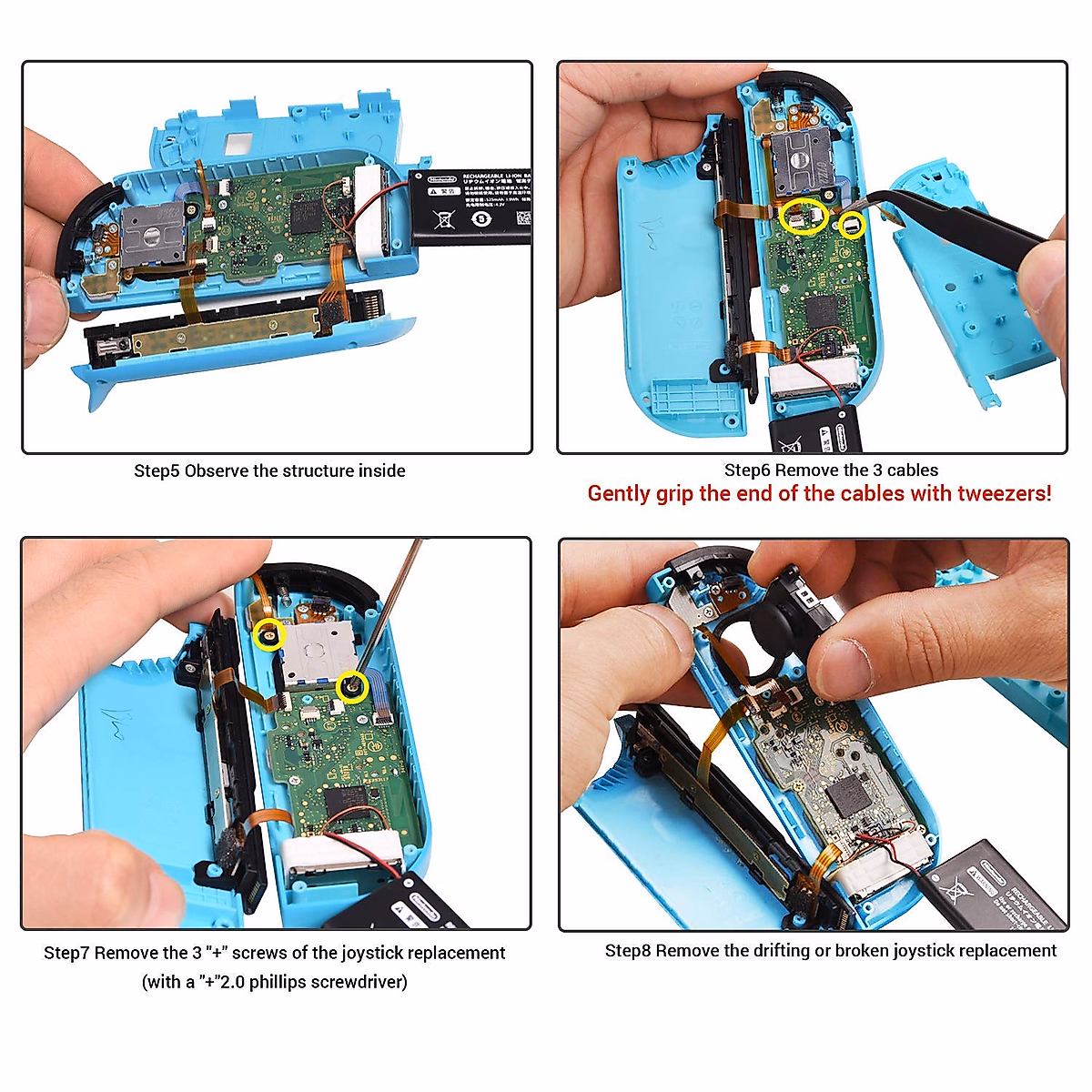 Joystick Replacement for Switch Lite,Repair Joystick Replacement Tool Kit for Switch lite and Nintendo Joycon Controller with Triwing Screwdriver,Thumb Grip Caps& Tweezers