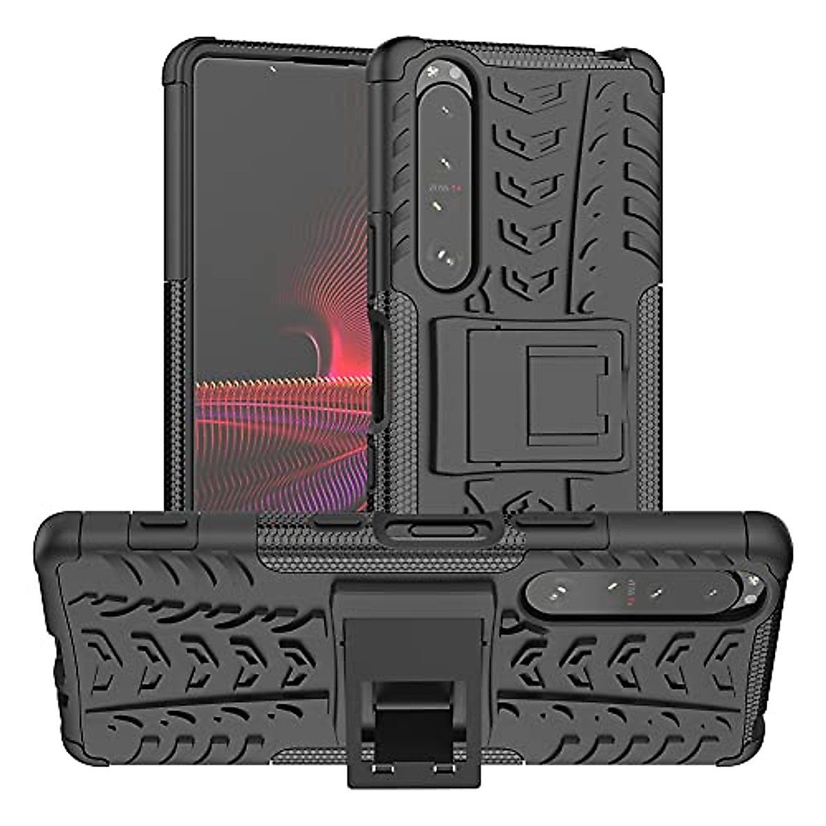 IMIRST Phone Case Sony Xperia 1 III Case Heavy Duty Shockproof Military Grade Dual Layer Hard Slim PC Hybrid Kickstand Protective Cover for Sony Xperia 1 III Hyun (Black) JX