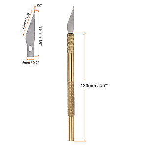 HARFINGTON 1set (11pcs) Art Craft Knife Set 1pcs Hobby Exacto Knife Brass Handle & 10pcs Spare Blades with Plastic Box for Scrapbooking Stencil DIY Precision Crafting, Gold Tone