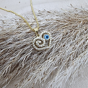 Blingoz Evil Eye Necklace and Bracelet Set for Women - 925 Sterling Silver , 18K Gold plated Dainty Pendants Evil eye Necklace , Bracelet , Necklance and Bracelet set - Greek Protection Jewelry Amulet Gift for Women Men