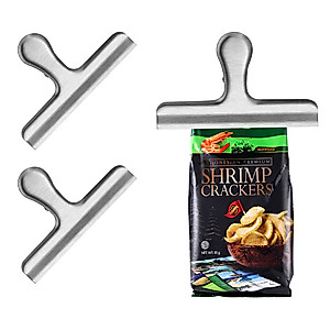 Winloop 10 PCS 4.72" Wide Big Size Heavy Duty Stainless Steel Chip Bag Clips,Food Clips For Air Tight Seal Grips Food Sealing Clamp Coffee Snack Bag Clip,Photo Paper Clamp,Home Kitchen Office(Large)