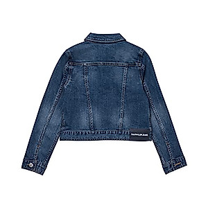 Calvin Klein Girls' Basic Jean Jacket, Stretch Denim with Button Closure, Casual Style, Authentic, 12-14
