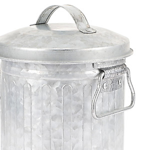 Cabilock Galvanized Trash Can Bucket with Lid Mini Desktop Wastebasket Rubbish Bin Garbage Waste Basket Vintage Farmhouse Metal Utility Pail Flower Pot Pen Pencil Holder L