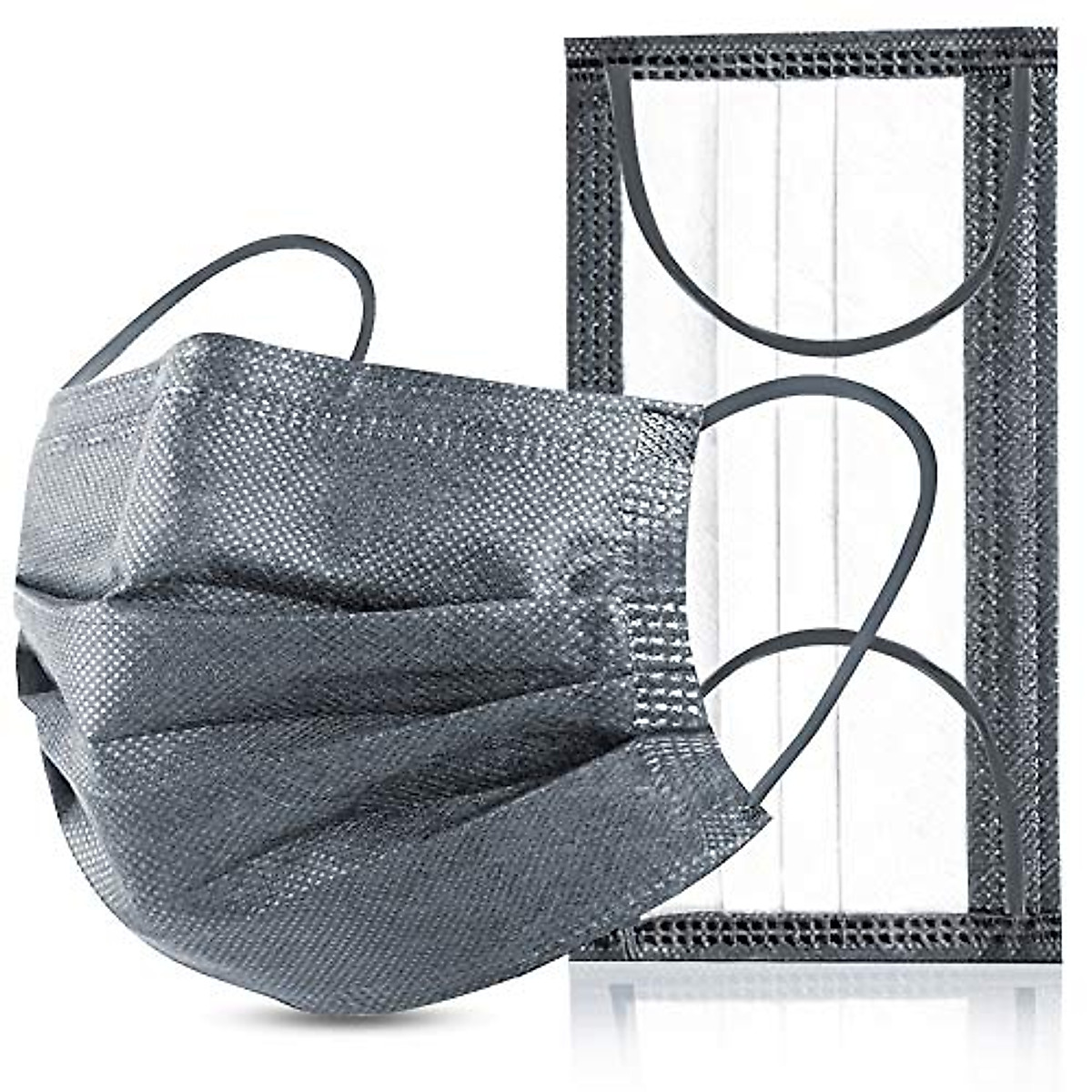 YJIAKA Gray Disposable Face Mask 4-Ply Safety Masks Anti Dust Breathable Mouth Cover with Elastic Earloop Mask Protect Health - 50Pcs