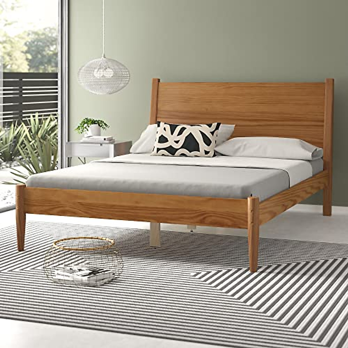 Mid-Century Panel Bed - King Size - Castanho Finish