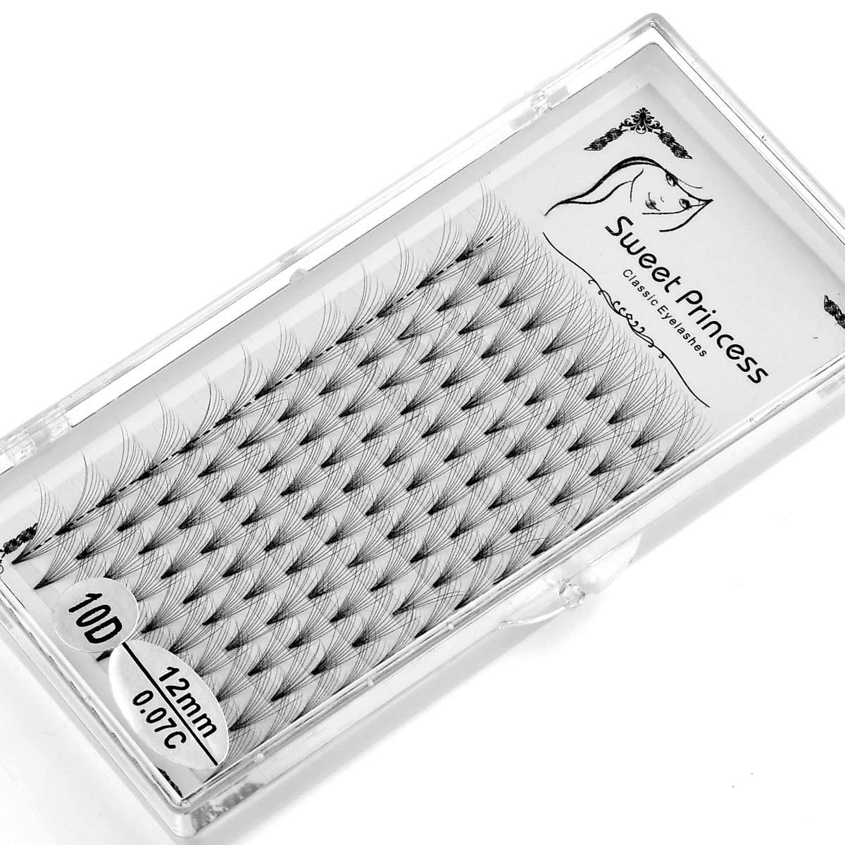 12rows,120pcs 10D Premade Volume Fans Eye Lashes Extensions Thickness 0.07mm D Curl Black Soft Individual False Eyelashes Makeup Fake Lashes Cluster 8-18mm to Choose (12MM)