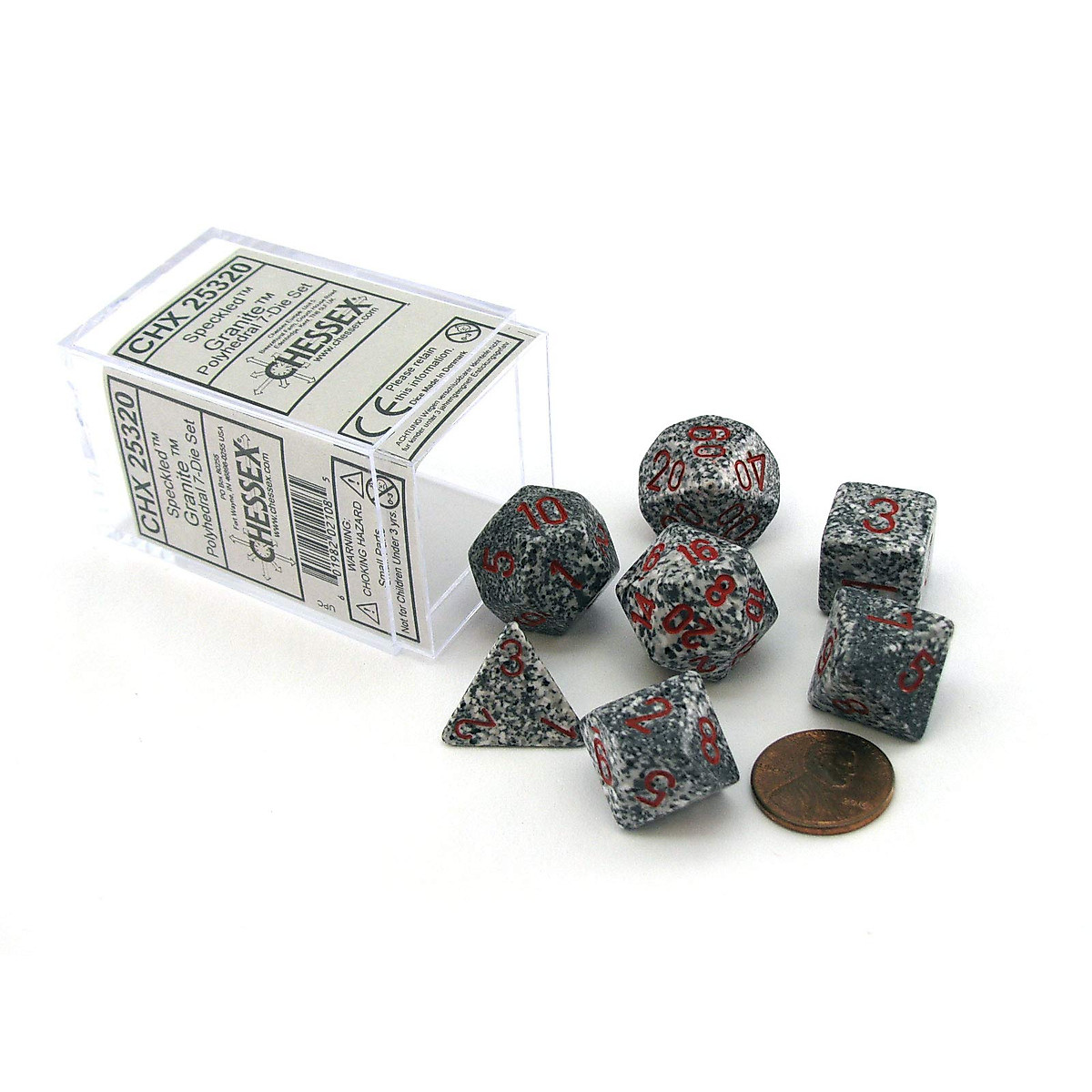 Polyhedral 7-Die Speckled Dice Set - Granite