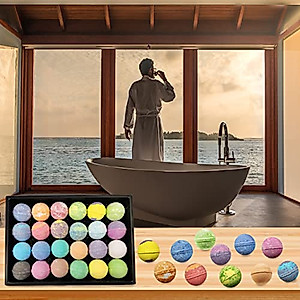 Bath Bombs Gift Set 24 Pack for Women and Men. Bubble Bath Self Care Kit. Relaxing Bath Bomb Set. Essential Oils Bath for Moisturizing Dry Skin, Relaxing & Moisturizing