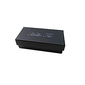 Hello Tie Men's Pre-tied Black Cotton Bowtie With Luxury PU Inlay Bow Ties, Golden, One Size