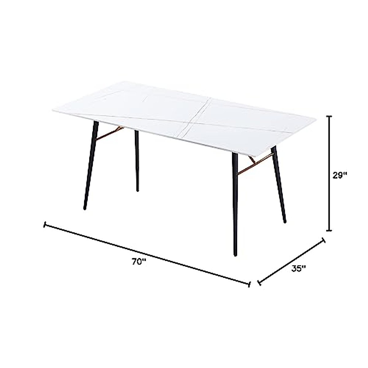 HomSof Ceramic Tile Small Space Dining Table Walnut Desk Top for Kitchen Living Room or Office, 70", White 1