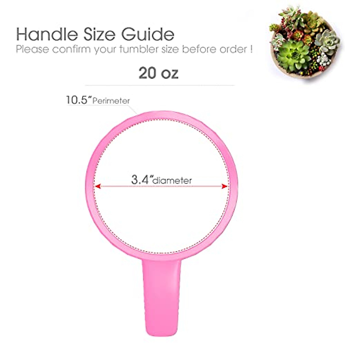 ALIENSX Tumbler Handle for YETI Rambler Cup, Anti Slip Travel Mug Grip Cup Holder for Stainless Steel Tumblers, Yeti, Ozark Trail, Rtic,Sic and More Tumbler Mugs BPA Free (PINK, 20OZ)