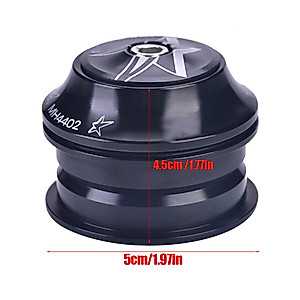 Headset Aluminium Alloy Bike Front Fork Stem Headset Straight Tube Bearing Headset for Most Bike with 44mm Head Tube(Black)