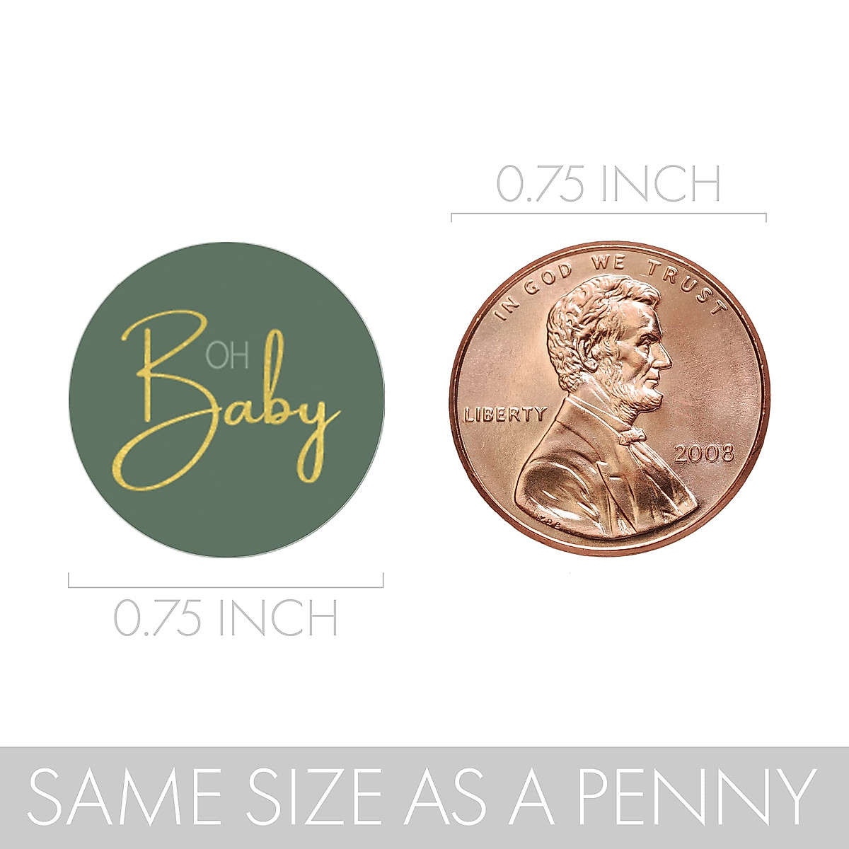 Green and Gold Baby Shower Party Favor Kisses Candy Stickers, Sweet Baby Party Favors - 180 Labels