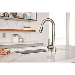 Moen Sleek Spot Resist Stainless One Handle High-Arc Pulldown Kitchen Sink Faucet with Power Boost for a Faster Clean, Kitchen Faucet with Pull Down Sprayer for Bar, RV, or Commercial, 7864SRS, X-Large
