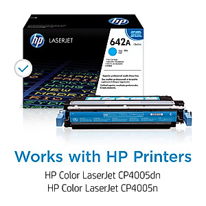 Original HP 642A Cyan Toner Cartridge | Works with HP Color LaserJet CP4005 Series | CB401A
