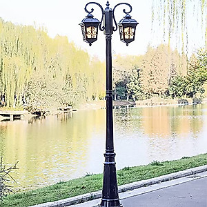 MCABUJT High Pole Garden Waterproof Outdoor Street Light，European E27 Courtyard Light ，2 -Heads Retro Outdoor Home， Villa Garden Community High Post Lamp Garden Lights