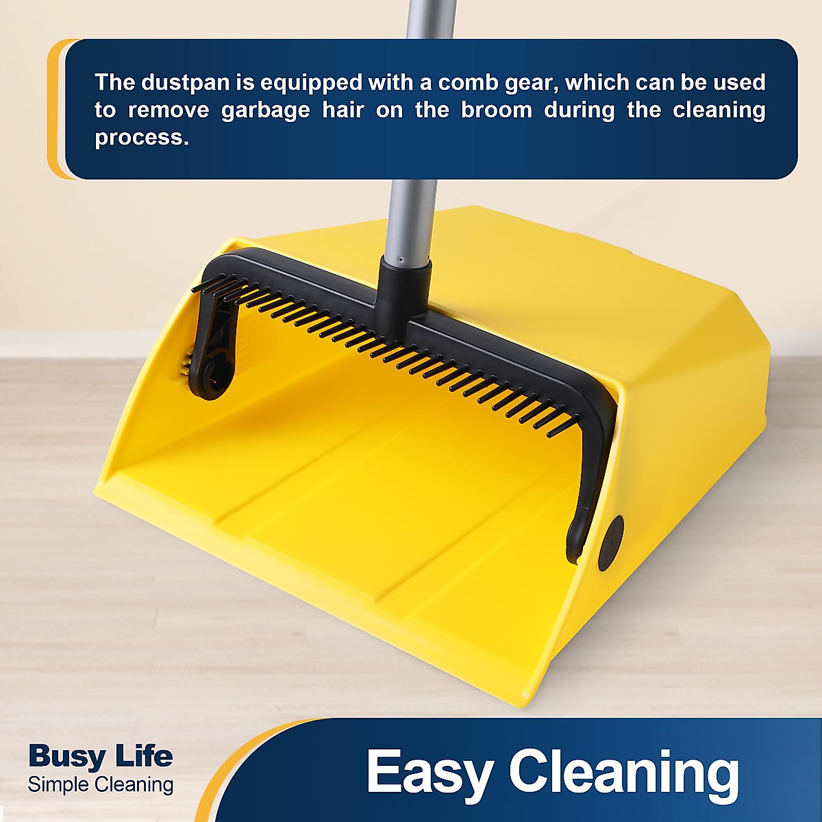 Yocada Commercial Dustpan with Comb Outdoor Indoor for Courtyard Garage Lobby Mall Market Floor Home Kitchen Room Office Pet Hair Rubbish 2PCS