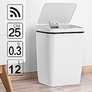 Trash Can 12L Induction Trash Can for Bedroom Living Room Bathroom with Lid Trash Can for Household Automatic Trash Can Trash Can Wastebasket