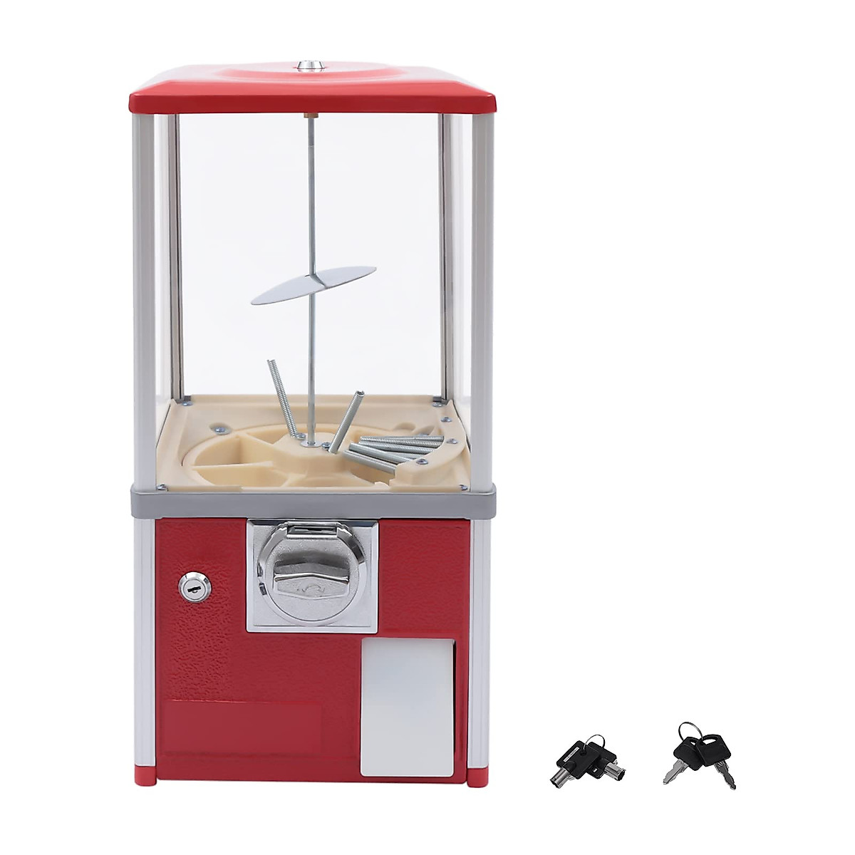 LIYUANJUN Vending Machine, Commercial Vending Machine for 1.1-2.1" Coins Pinballs Round Capsules Bouncy Balls Prize Candy Machine Gumball Vending Device Freestanding Mounting (Red)