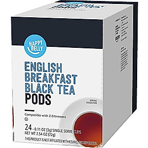 Amazon Brand - Happy Belly Tea Pods, English Breakfast, 24 Count, Compatible with 2.0 K-Cup Brewers