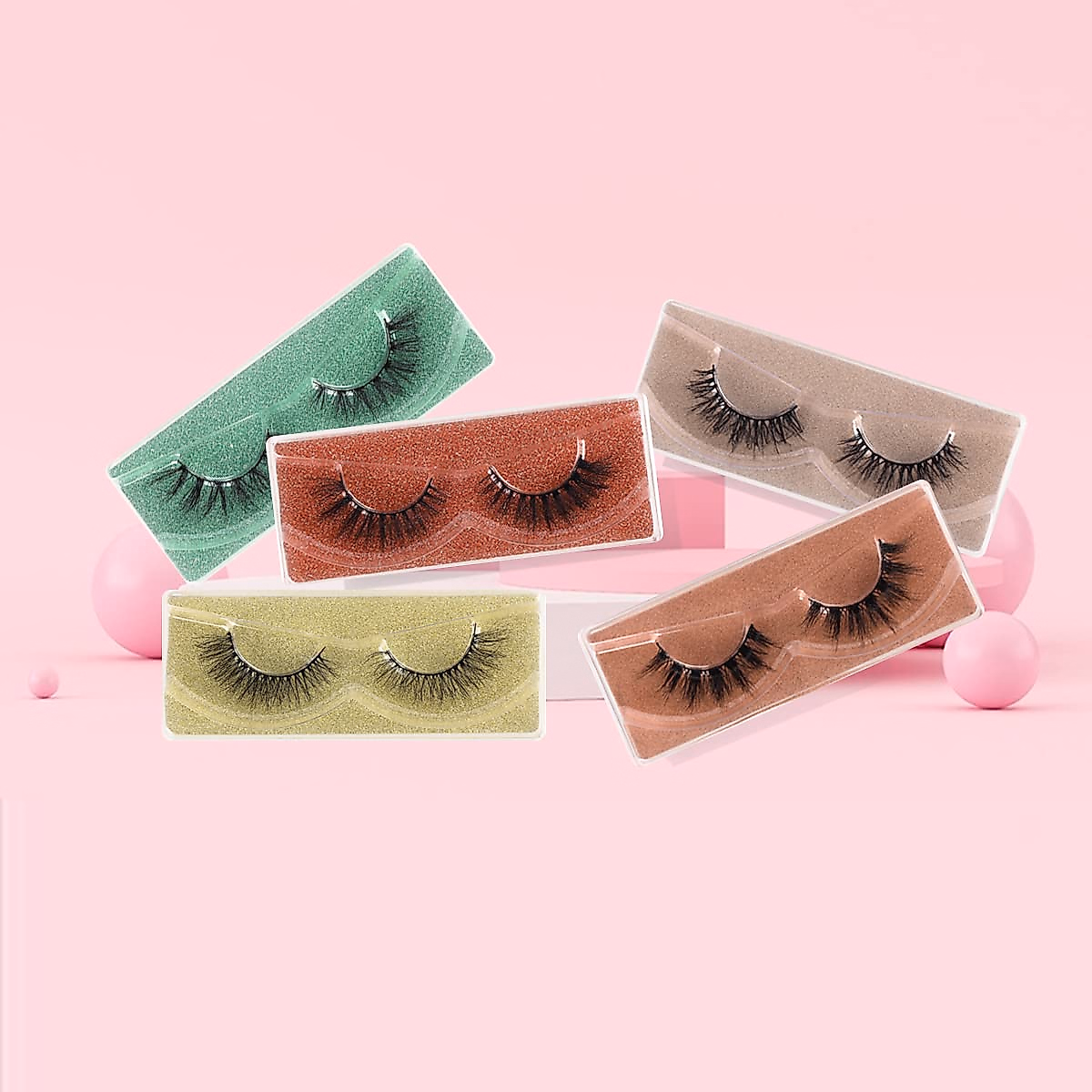 APCYUST Lashes Bulk 30 Pair Wholesale Short Natural Lash Fluffy Mink Eyelashes 15mm Faux Mink False Lash 16mm Cat Eye Fake Eyelash Soft 14mm Wispy Strip Eye Lashes with Individual Portable Lash Pack