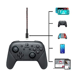 PDP Gaming Charge Cable | 8 Feet USB C Charger: Black/Red - Nintendo Switch