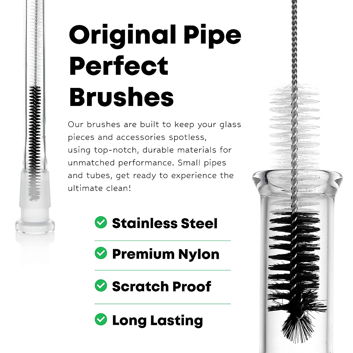 Pipe Perfect | Original (Mid-Sized) | 7pcs Multi-Purpose Brush Pack | Pipe Cleaner for Small Pipe and Tube Cleaning Brush Kit