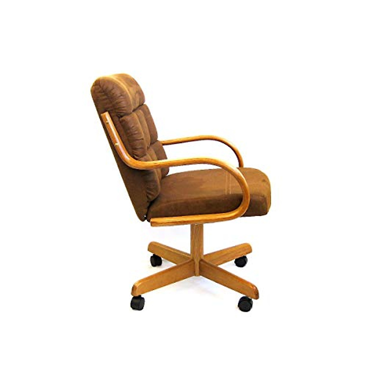Caster Chair Company Casual Rolling Caster Dining Chair with Swivel Tilt in Honey Oak Wood with Cocoa Microsuede Seat and Back (1 Chair)