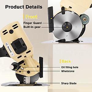 CGOLDENWALL Large Electric Rotary Fabric Cutter Cloth Cutter Cutting Machine Electric Rotary Scissors Industrial Grade for 1 inch Multi-Layer Cloth Fabric Leather Wool Rubber Curtain and Carpet 110V