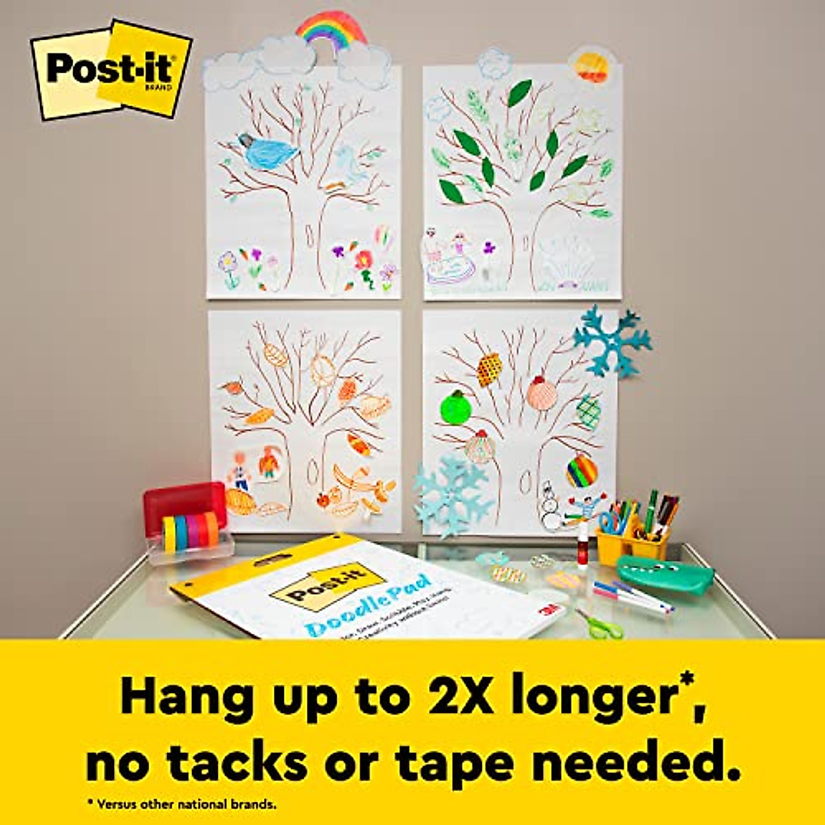 Post-it Doodle Pad, Portable Art Easel, Self-Stick Tabletop Easel Pad, 20 in x 23 in, 20 Sheets/Pad, 2 Pads/Pack (563R-DP)