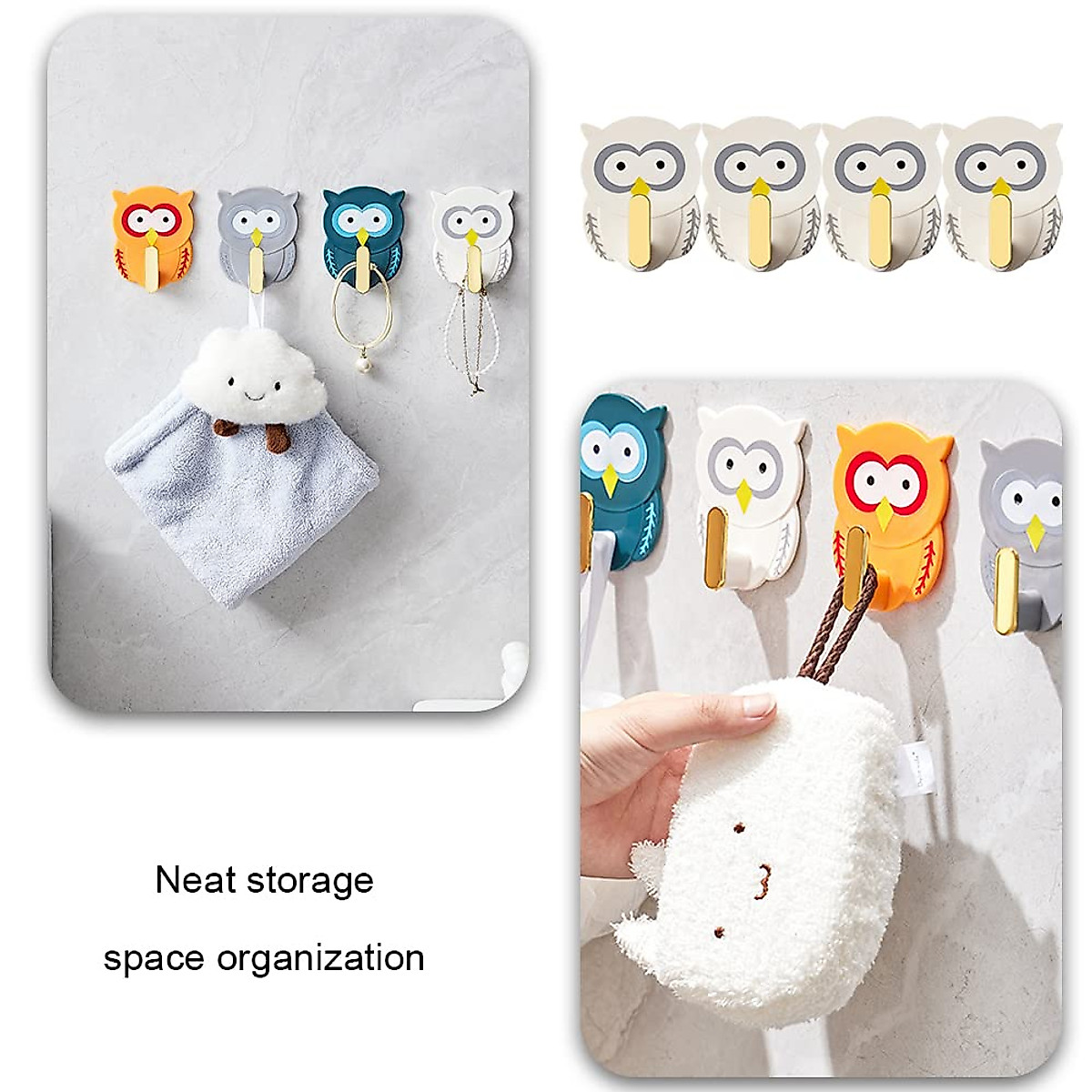 LELEVTXP 4 Pcs Sticky Hooks No Punching Adhesive Hooks Traceless Wall Hangers for General Bathroom Kitchen