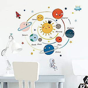 SUNKOO Planets Wall Sticker Solar System Wall Decals Children Wall Décor Removable Art Decor Space Decoration for Boys Girls Bedroom Wall Decals