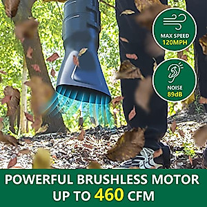 Brushless Leaf Blower Cordless, T TOVIA 120MPH 460CFM Electric Mini Handheld Leaf Blower, 21V Battery Powered Lightweight Blower with 13 Variable Speeds for Gutter, Patio, Jobsite, Yard, Tools Only