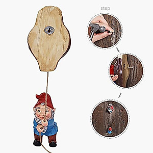 Gnome Tree Hugger Figurines Miniature Fairy Elf Climbing Tree Hanging Statue Garden Sculpture Decorative Outdoor Ornaments