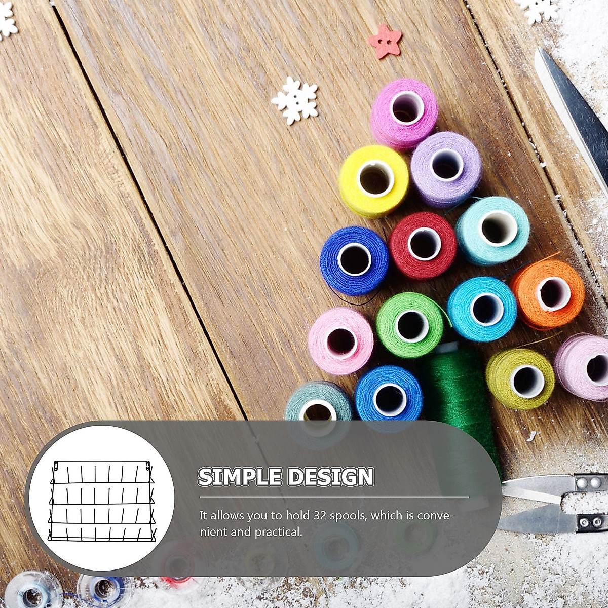 DIYEAH 32 Axis Frame Serger Room Thread Organizer Wall- Mounted Thread Holder Cone Thread Rack Metal Sewing Organizer Hair Braiding Accessories Thread Supplies Wire Rack Embroidered Iron