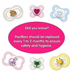 MAM Perfect Night Baby Pacifier, Patented Nipple, Glows in the Dark, 0-6 Months, Boy, 2 Count (Pack of 1)