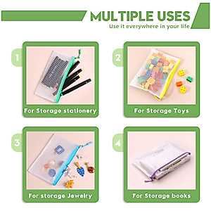 20pcs Mesh Zipper Pouch for Organization, Waterproof Zipper Pouches Colored PVC Travel Zipper Bags Clear Multipurpose Document Bags Suitable for Travel, School, Board Game and Office Supplies