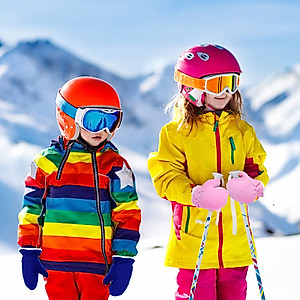 SATINIOR 6 Pairs Polar Toddler Fleece Ski Mittens Gloves Winter Gloves kids Fleece Mittens for boys and girls (Black, Royal Blue, Navy Blue, Rose Red, Wine Red, Pink), Medium