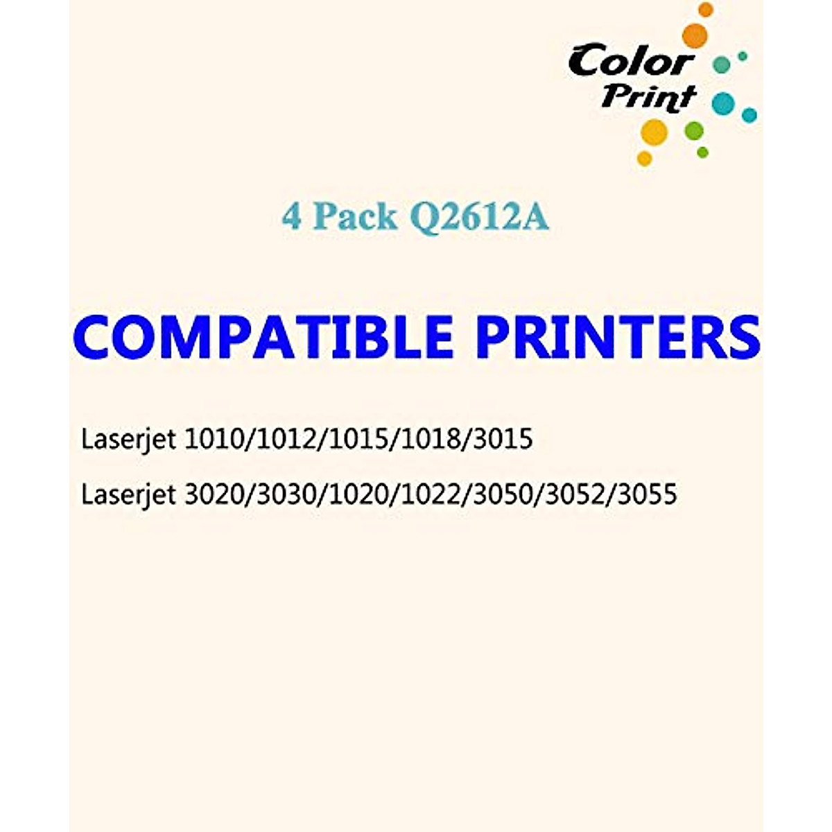 (4-Pack, Black) ColorPrint Compatible Q2612A Toner Cartridge Replacement for HP 12A 2612A Q2612 Work with Laser Jet Pro 1020 1012 1022 1010 1018 1022n 3015 3050 3052 3055 3030 M1005 M1319F Printer