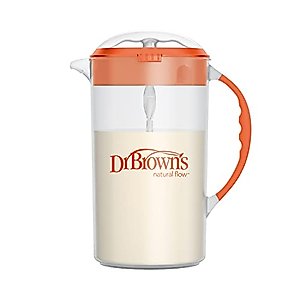Dr. Brown's Baby Formula Mixing Pitcher with Adjustable Stopper, Locking Lid, & No Drip Spout, 32oz, BPA Free, Orange
