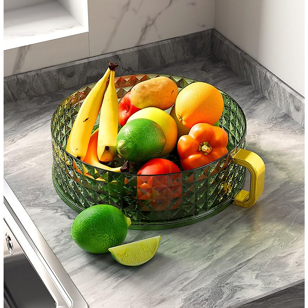 NuRcix 2Pcs Food Cover Stackable Refrigerator Fresh-Keeping Box Stackable Fruit Storage Containers Vegetable Storage Keep Fresh For Vegetables, Fruit,Meat And Salad (Green)