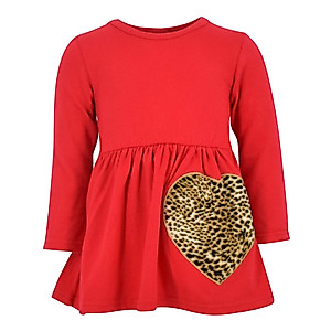 Unique Baby Girls Valentines Day Toddler Animal Print Hearts Legging Set Outfit (7 Years, Red)